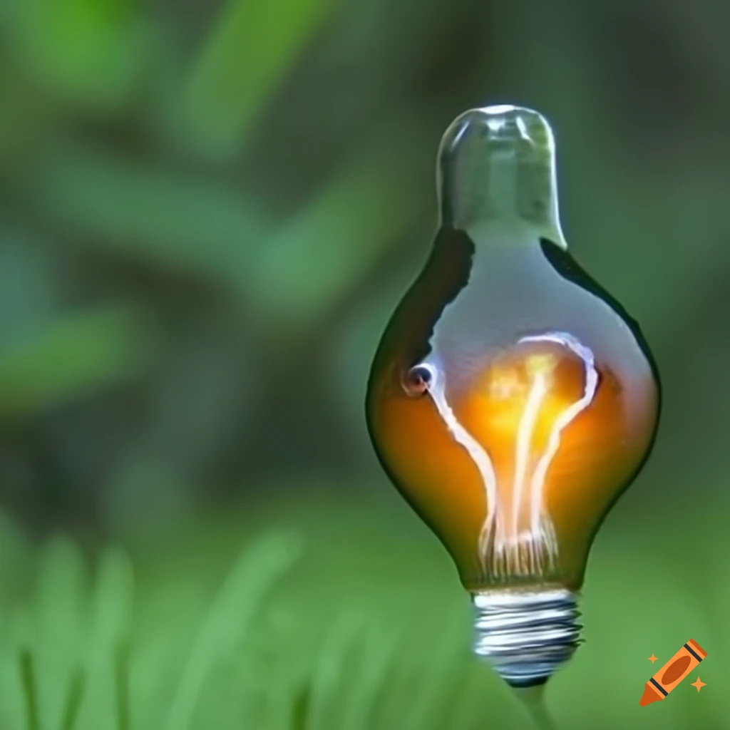 Close-up of a horizontal light bulb on a grass field on Craiyon