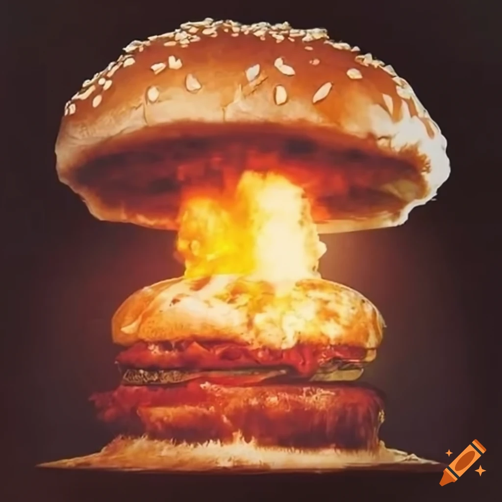 Burger king whopper poster with a nuclear explosion, titled ...