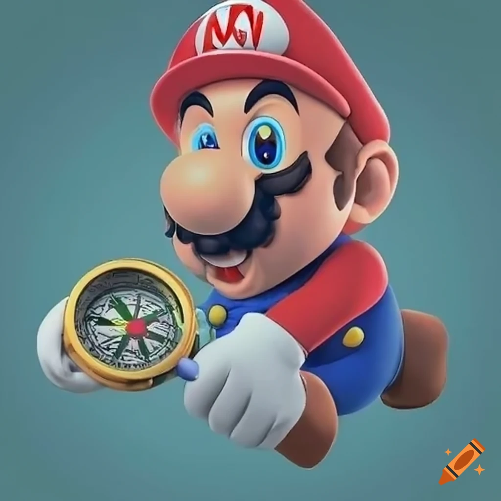 Mario bros holding a compass on Craiyon