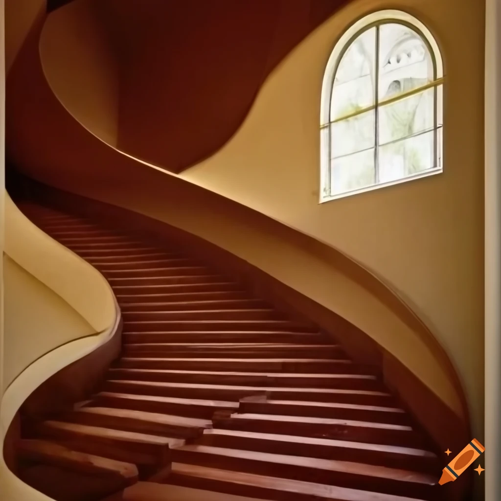 Liminal staircase in a large hall on Craiyon