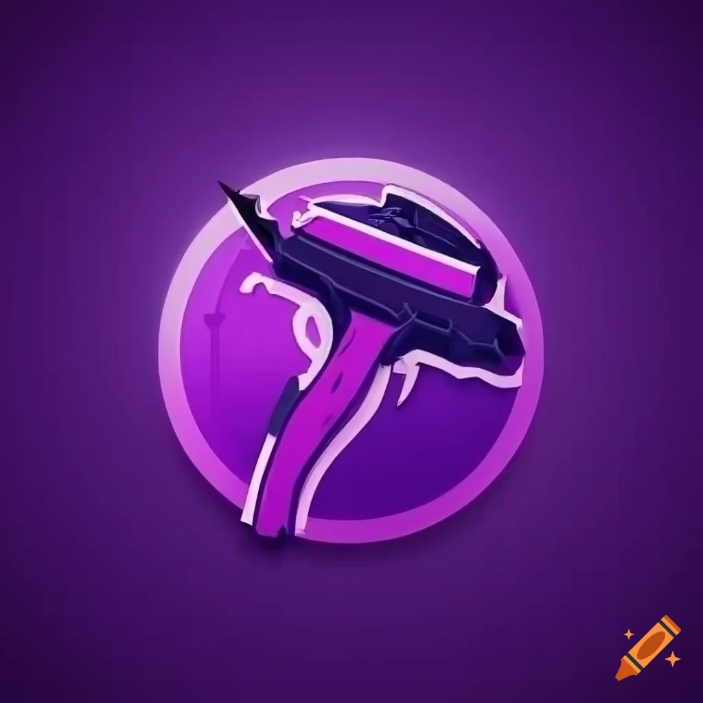 Stylized cs:go gaming team logo with purple tones on Craiyon
