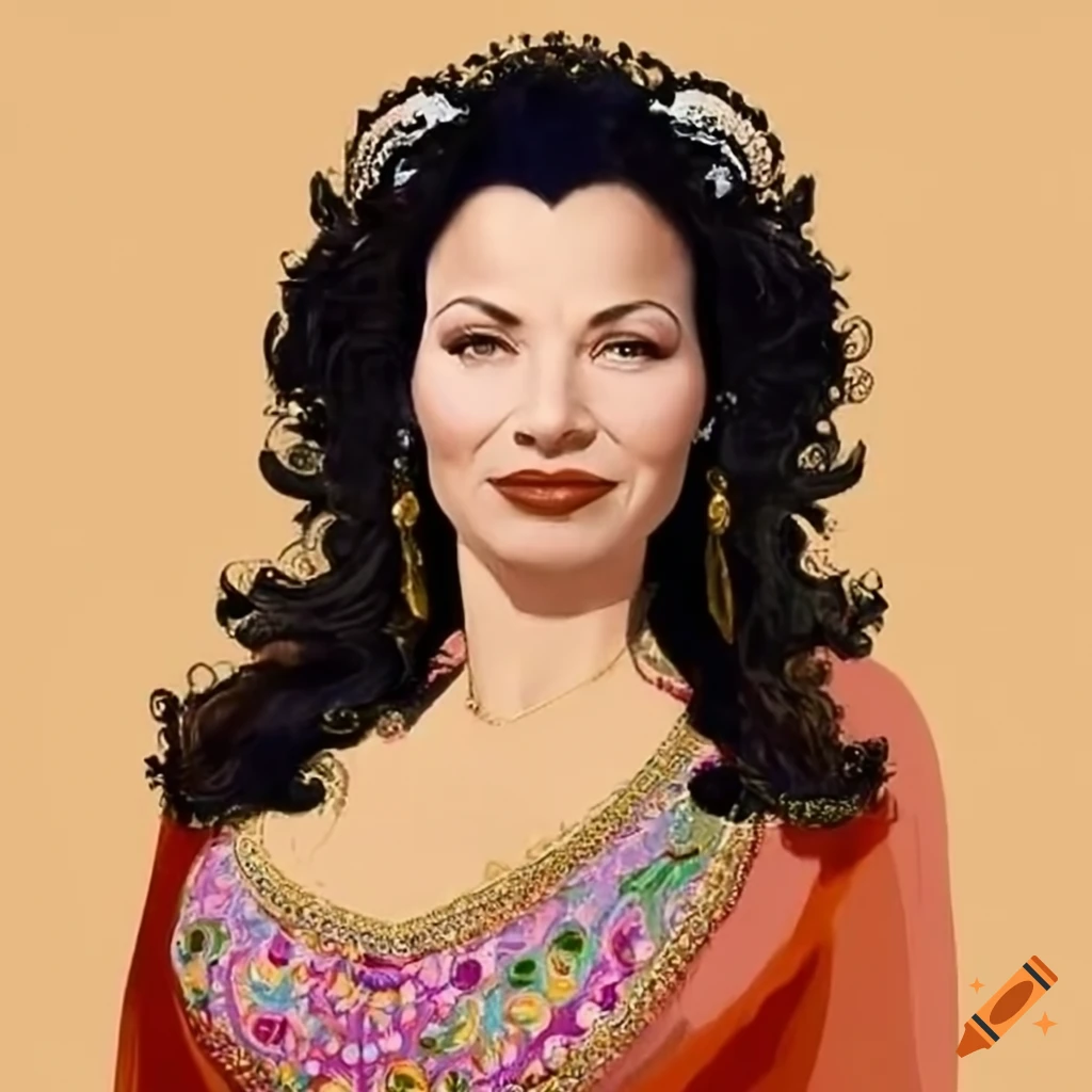 Fran Drescher in ornate Persian attire as Queen Esther on Craiyon