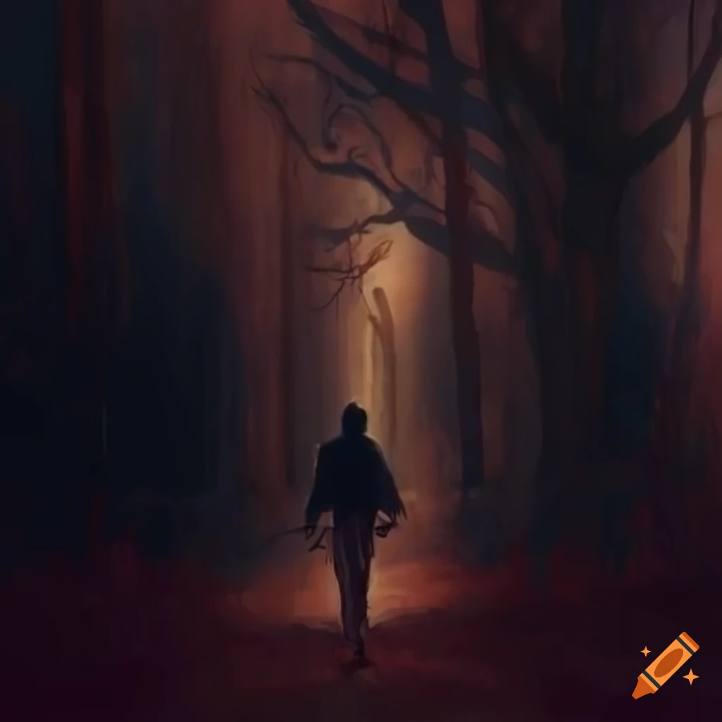 Art depicting a man lost and wandering on Craiyon