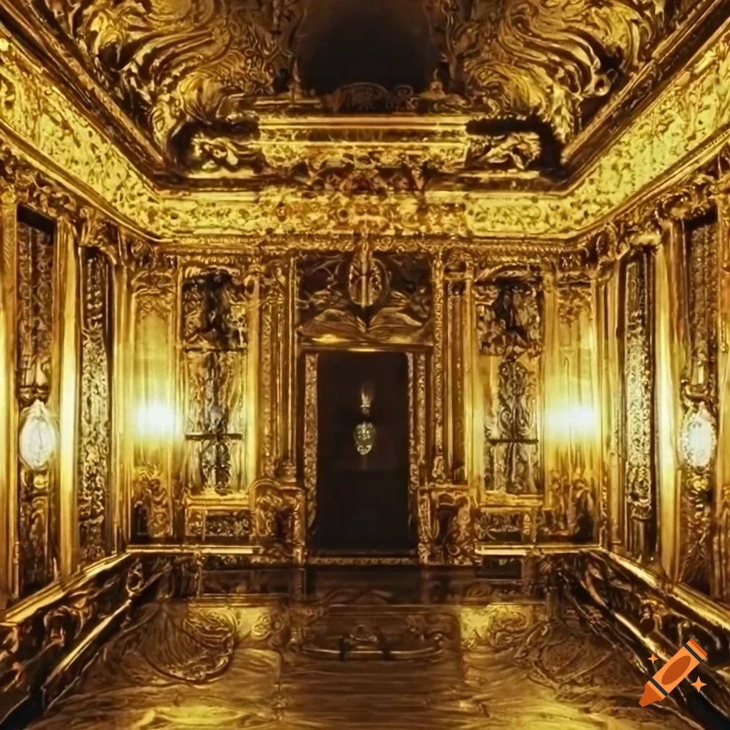 Golden room interior decor on Craiyon