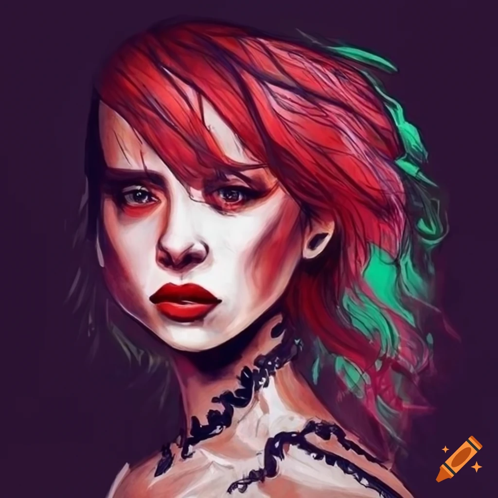 Sketch of an alternative rock woman on Craiyon