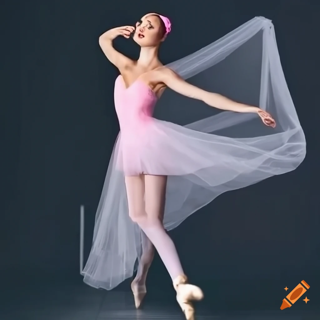 Beautiful ballerina dancing gracefully in a veil and hat on Craiyon