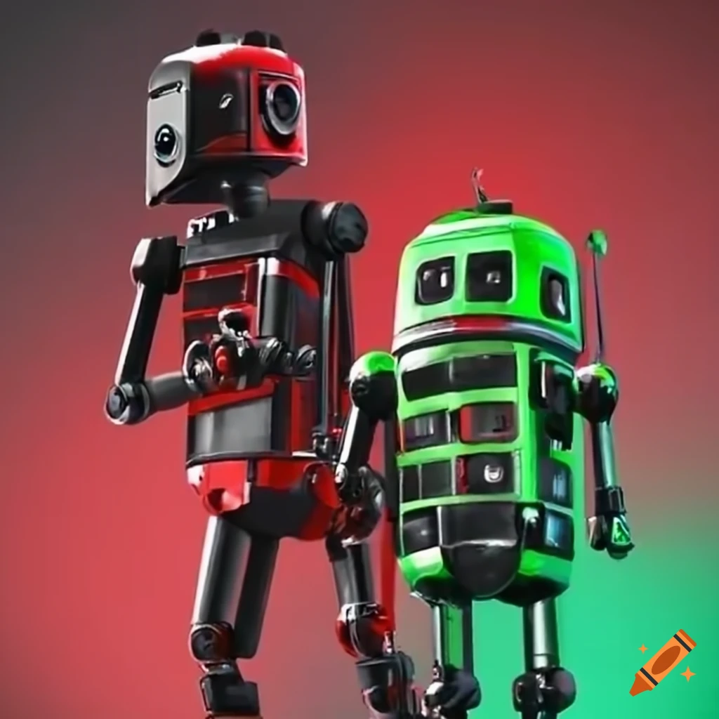 Red, black, and green Droid jazz trio on Craiyon