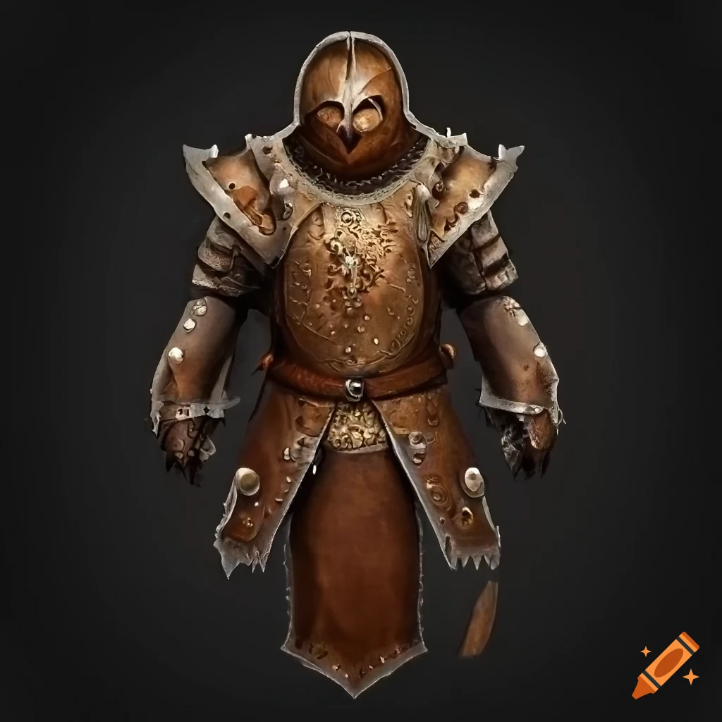 Studded leather armor made from owlbear pelt in D&D style on Craiyon