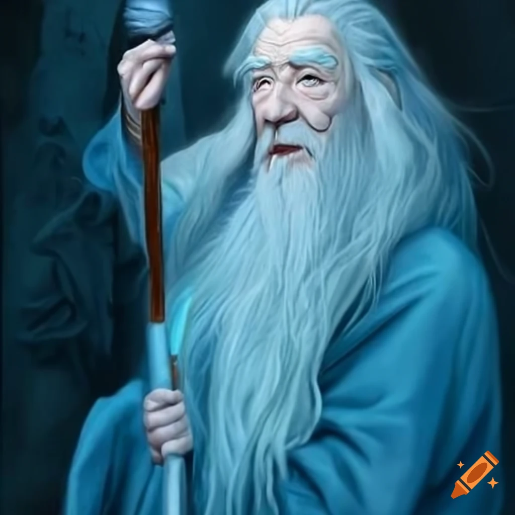 Gandalf elf in light blue tone on Craiyon