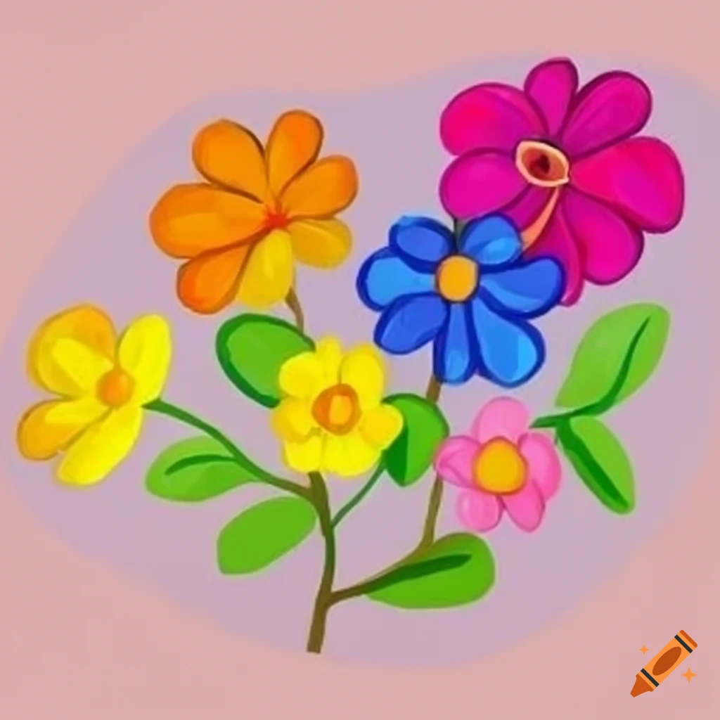 Cartoon flower in 2d flat art style on Craiyon