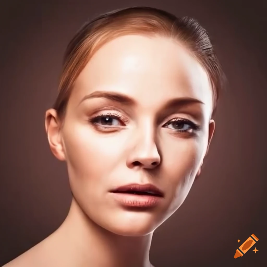 Portrait of a young woman with wrinkles on Craiyon