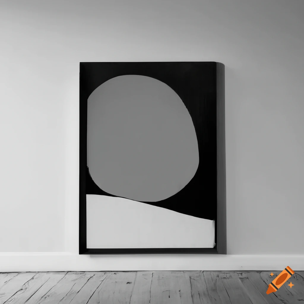 Modernist minimalist black and white painting in a white room on Craiyon