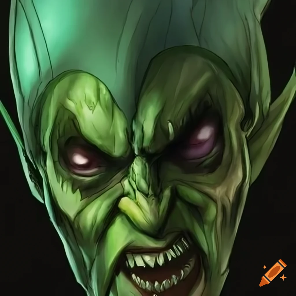 Green goblin character in a comic style on Craiyon