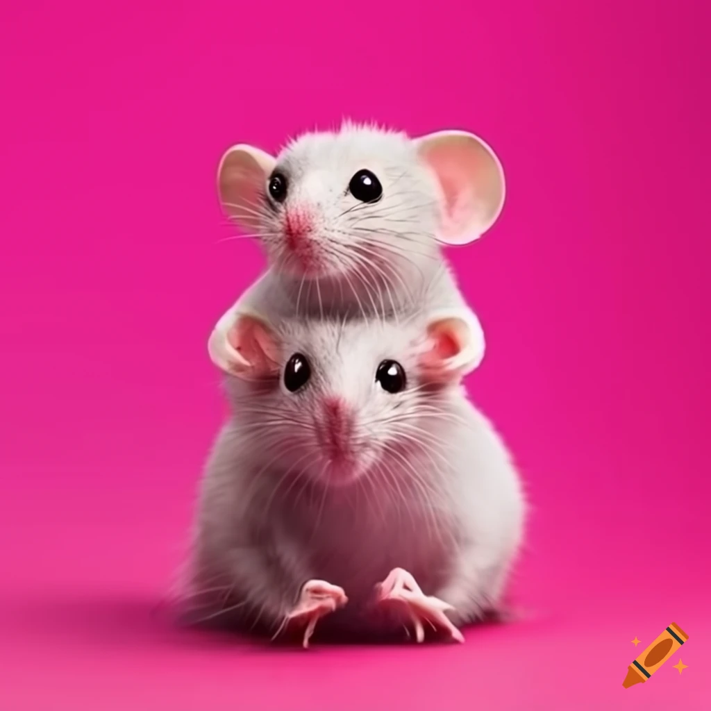 Three rats on a pink background on Craiyon