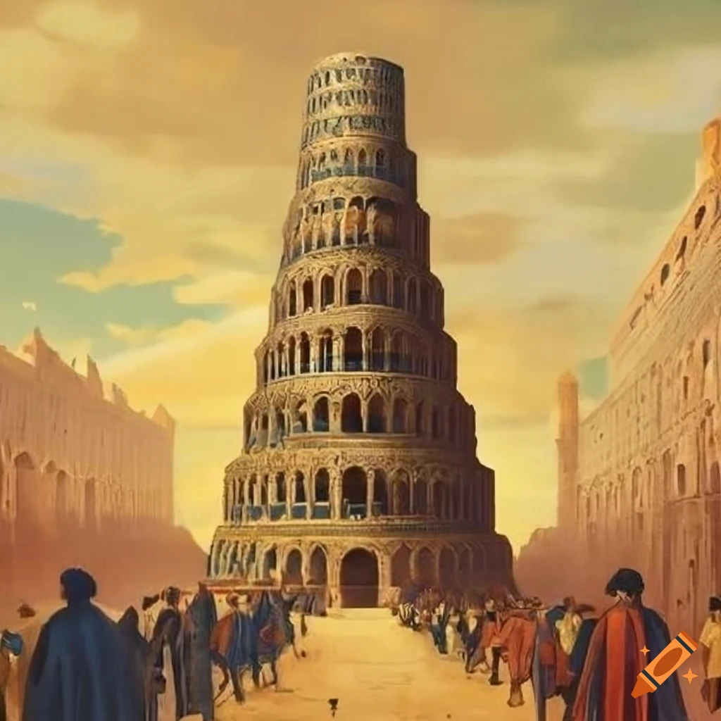 Graphic for Babylonian exile class with people on road leading to Tower ...