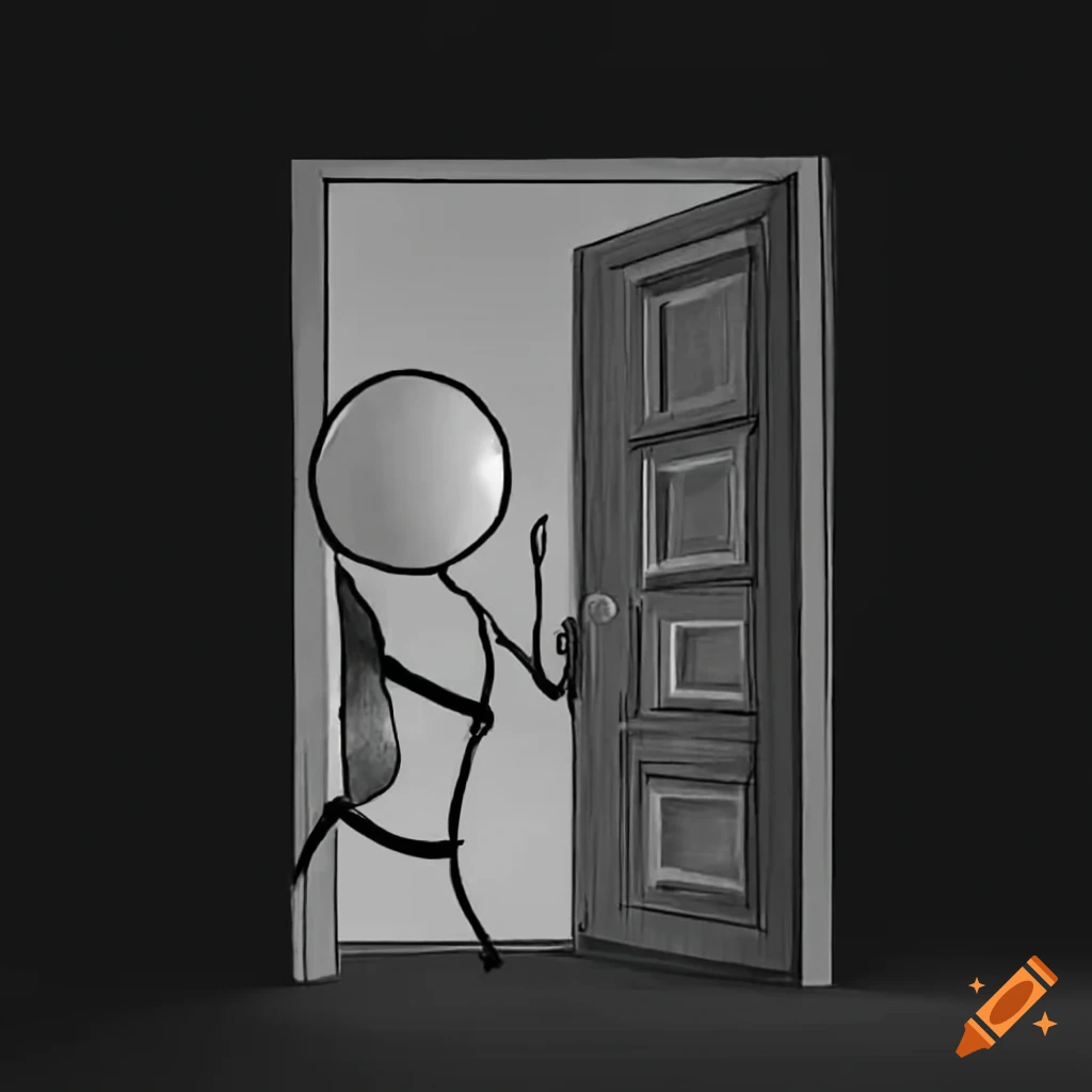 Stickman toddler opening room door on Craiyon