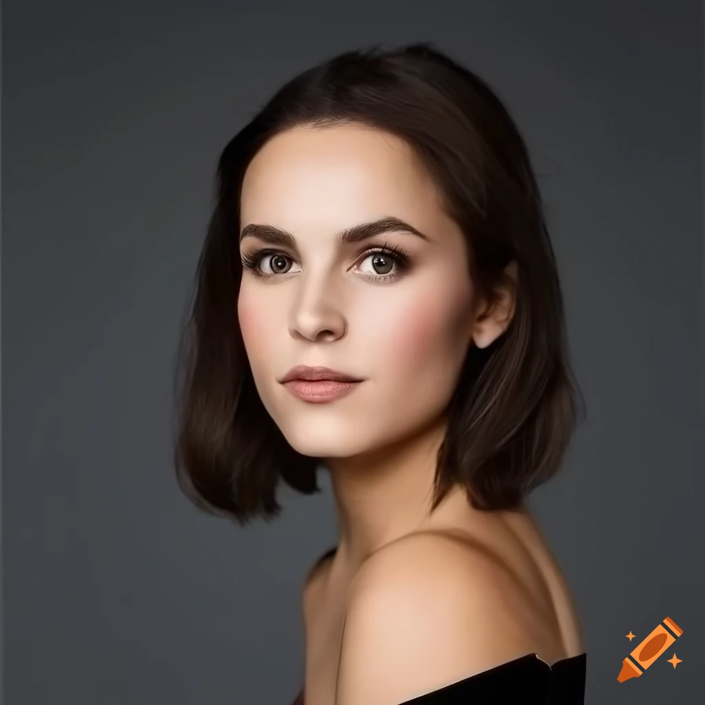 Portrait Of A Young Woman With Dark Brown Hair And Brown Eyes Sultry