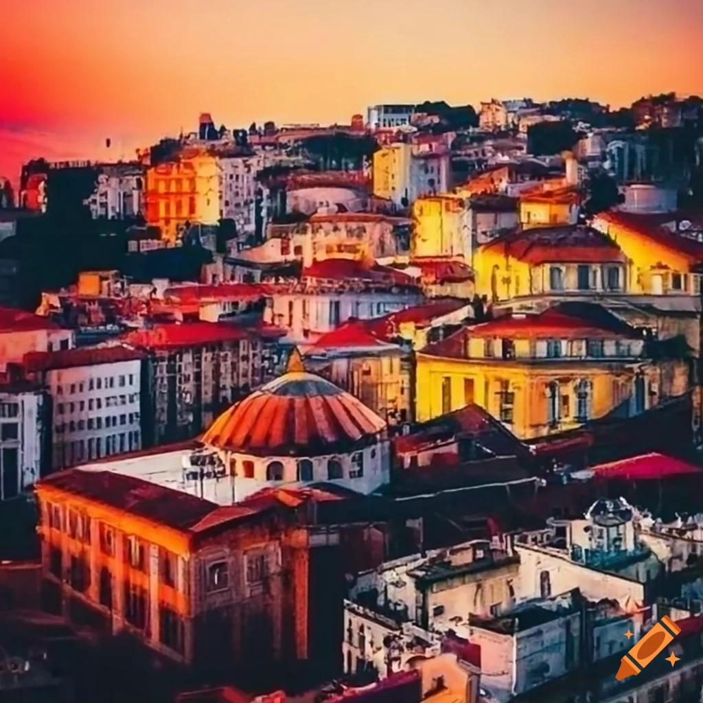 Byzantine cityscape of Istanbul with Greek Orthodox architectural ...