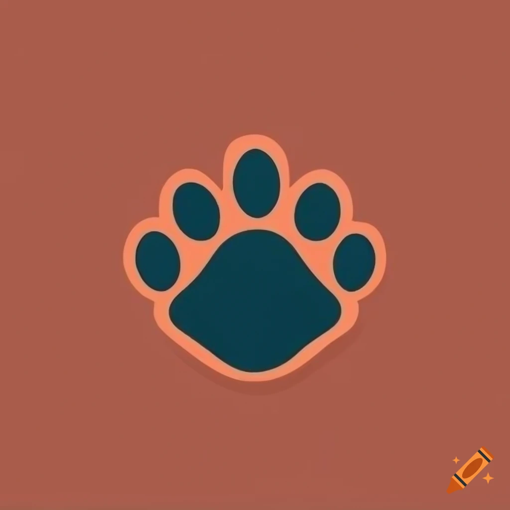 Minimalistic flat-style dog paw illustration on Craiyon