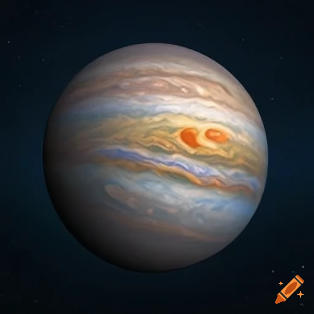Realistic depiction of planet Jupiter for a classroom on Craiyon