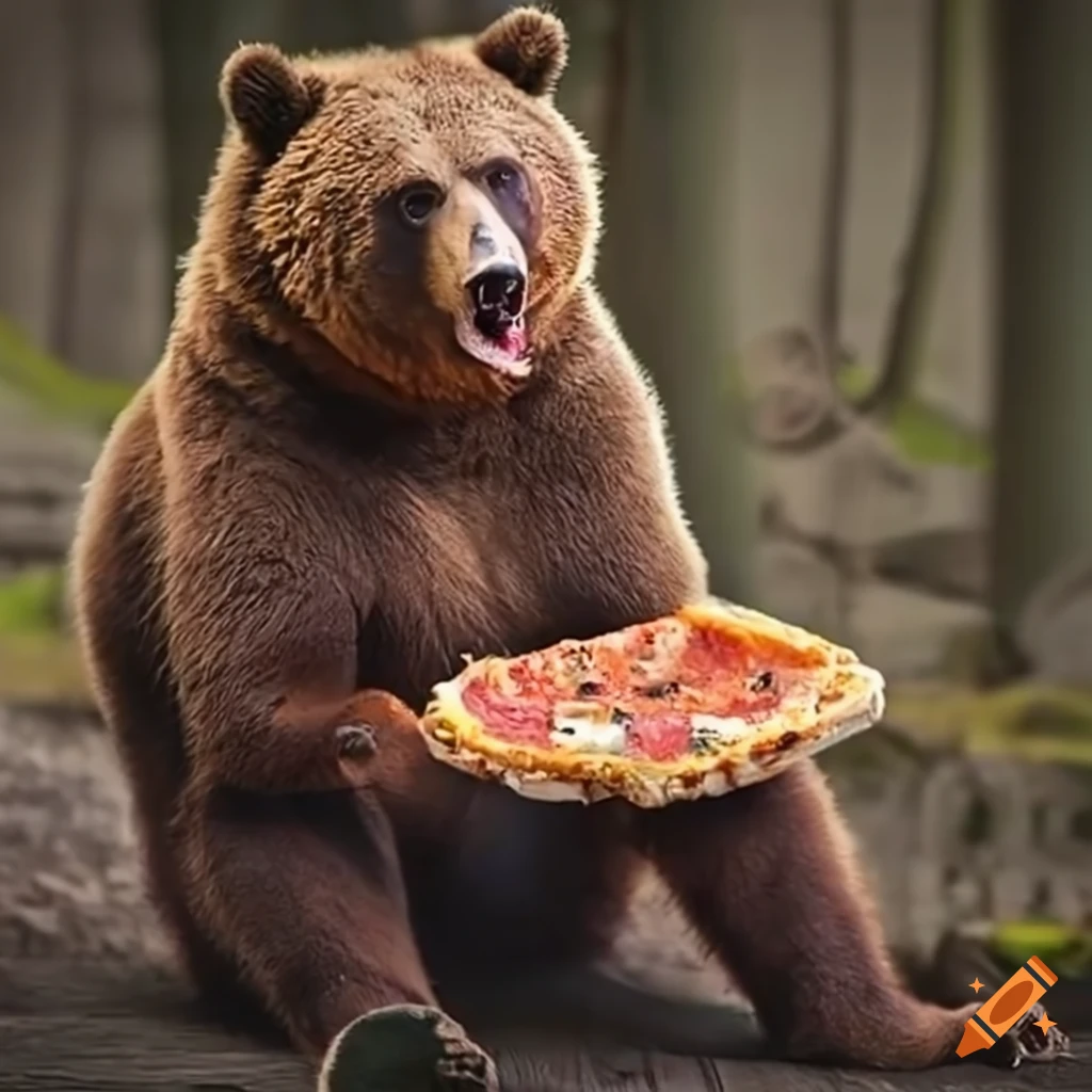 Bear eating pizza on Craiyon
