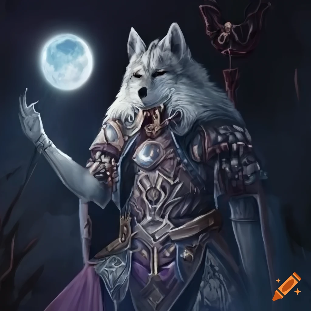 Moon wolf priest on Craiyon