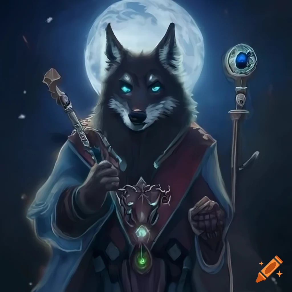 Moon wolf priest on Craiyon