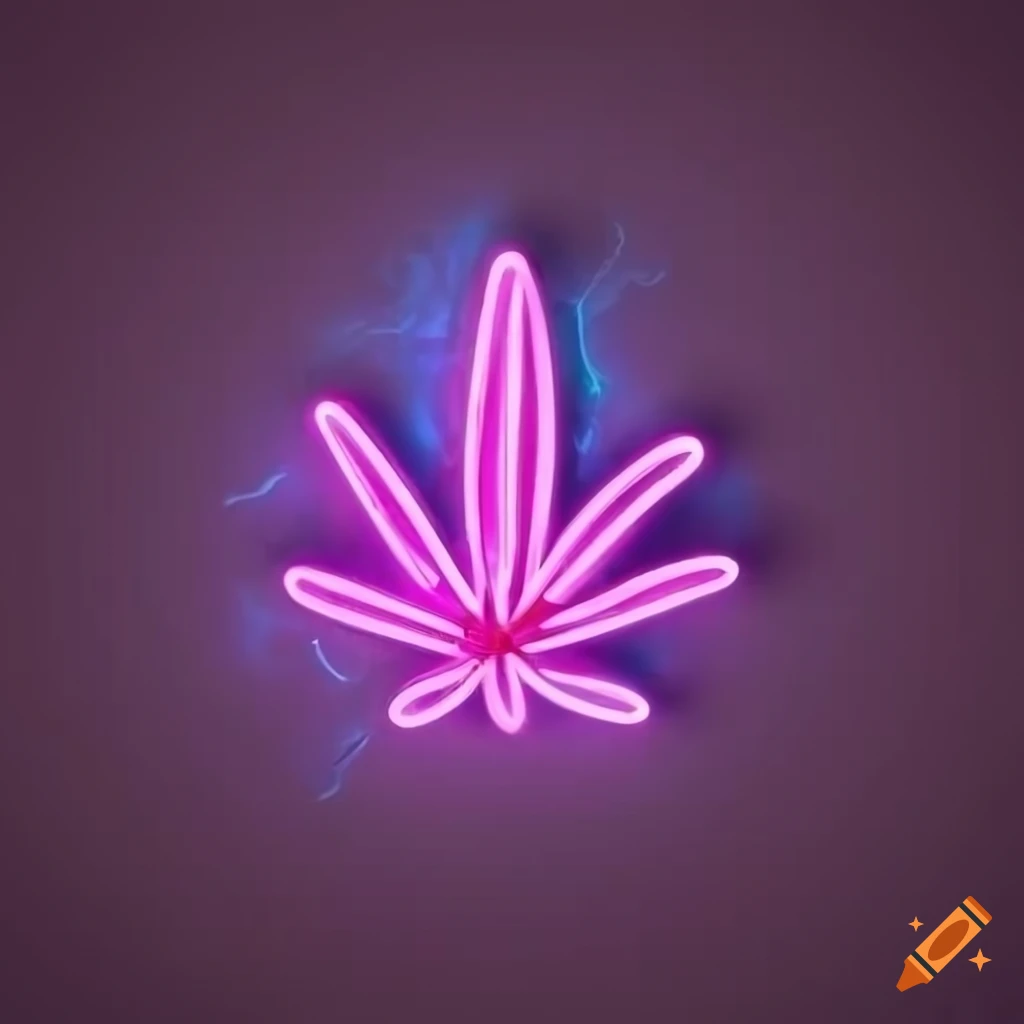 Marijuana neon lights with pastel pink hearts on Craiyon