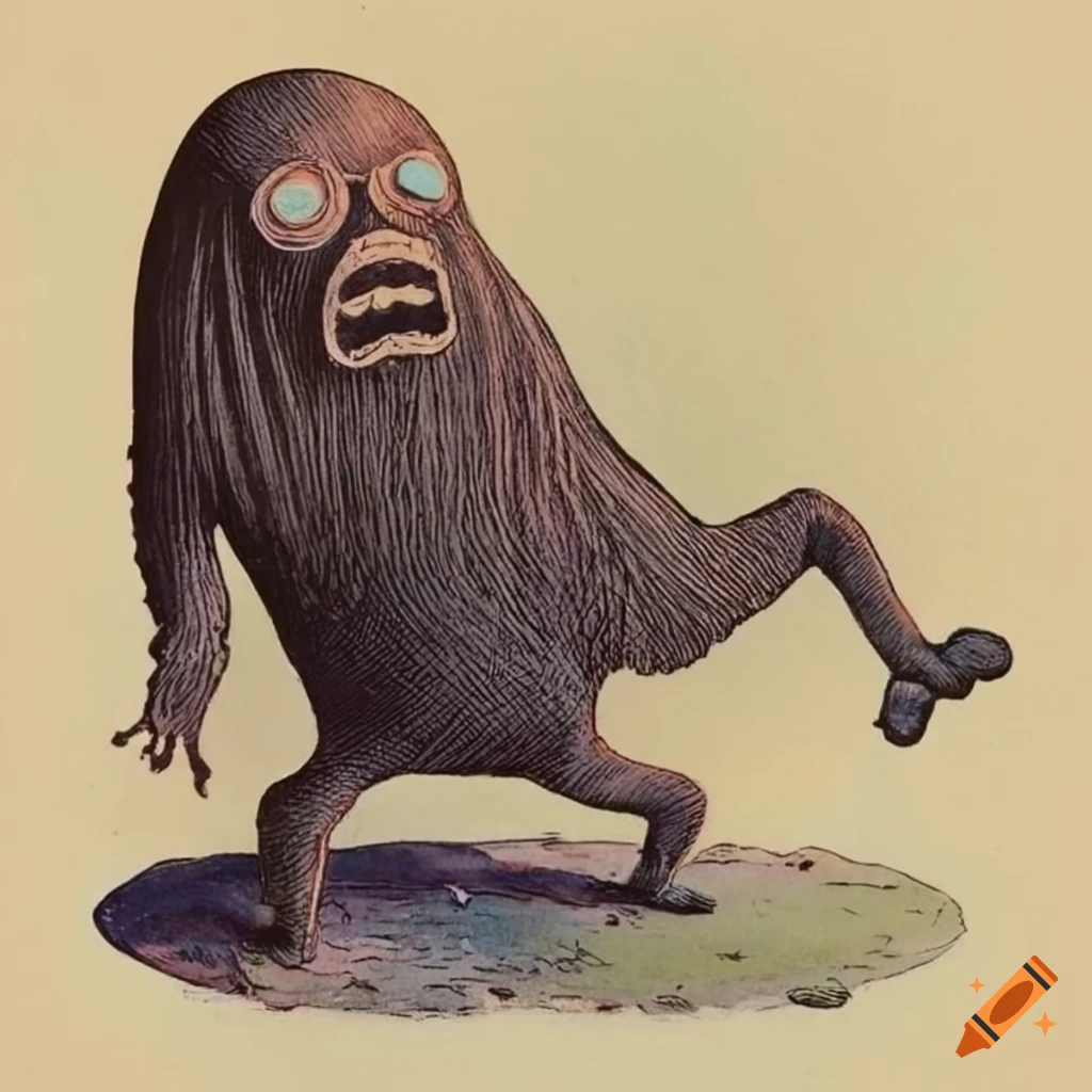 Dancing groke in vintage educational style on Craiyon