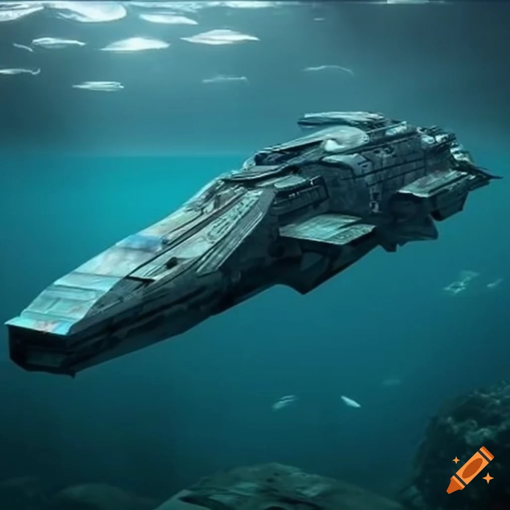 Futuristic military underwater ship on Craiyon