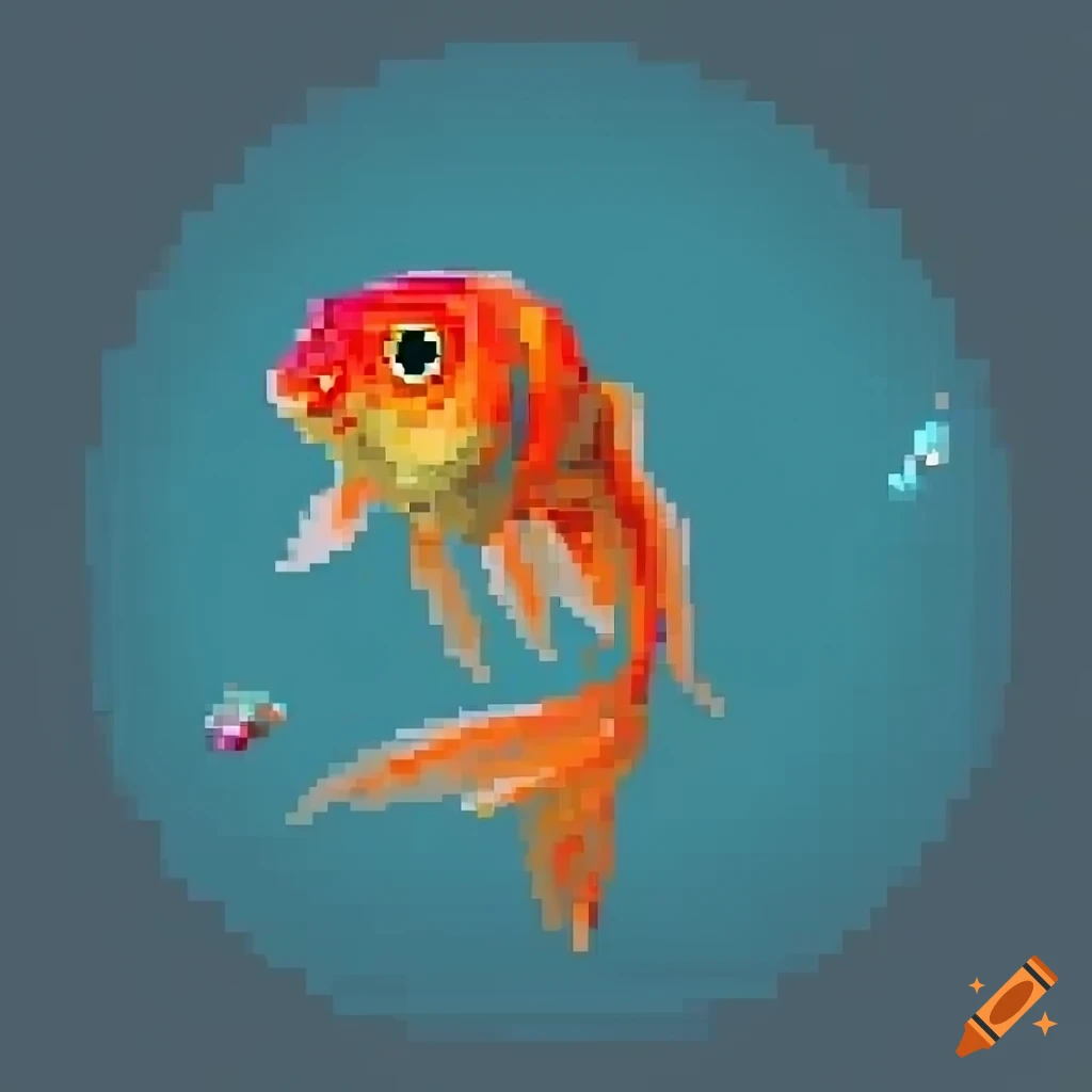Goldfish pixel art with ultra sharpness in portrait aspect ratio 5:3 on Craiyon
