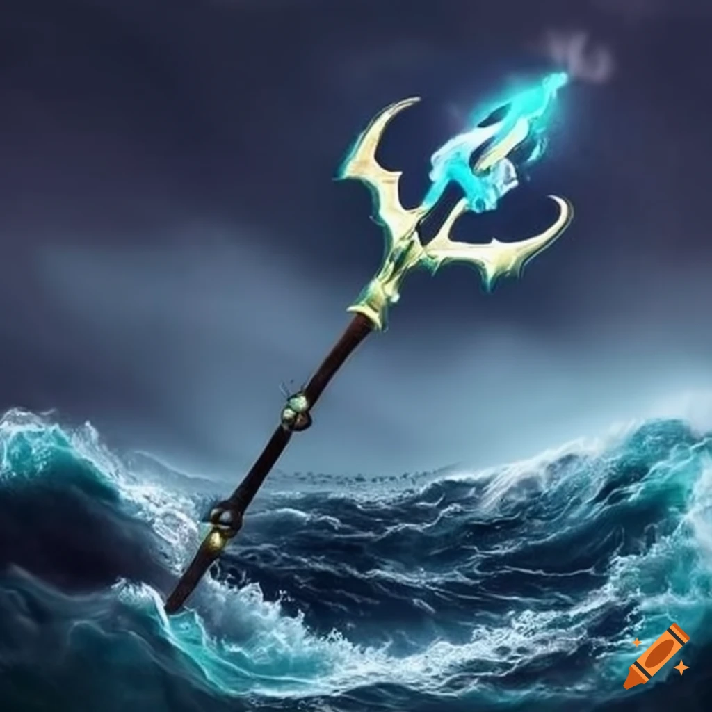 Mystical trident with power over storms and seas on Craiyon