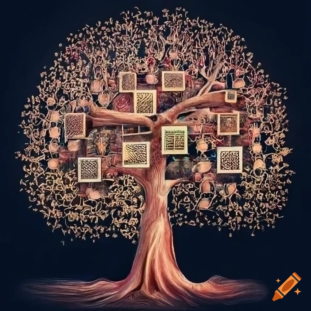 Multi-generational family tree diagram on Craiyon