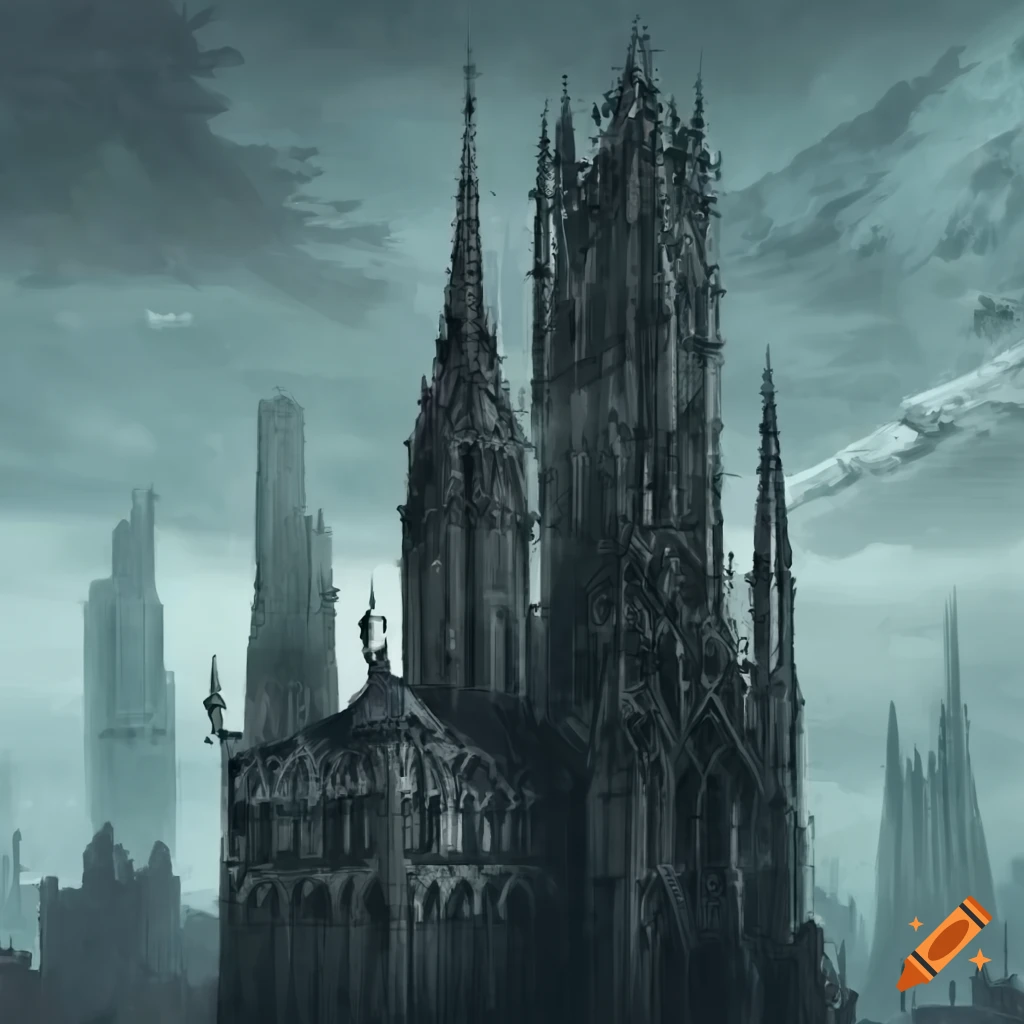 Female gothic architecture of sharn city in the eberron setting on Craiyon