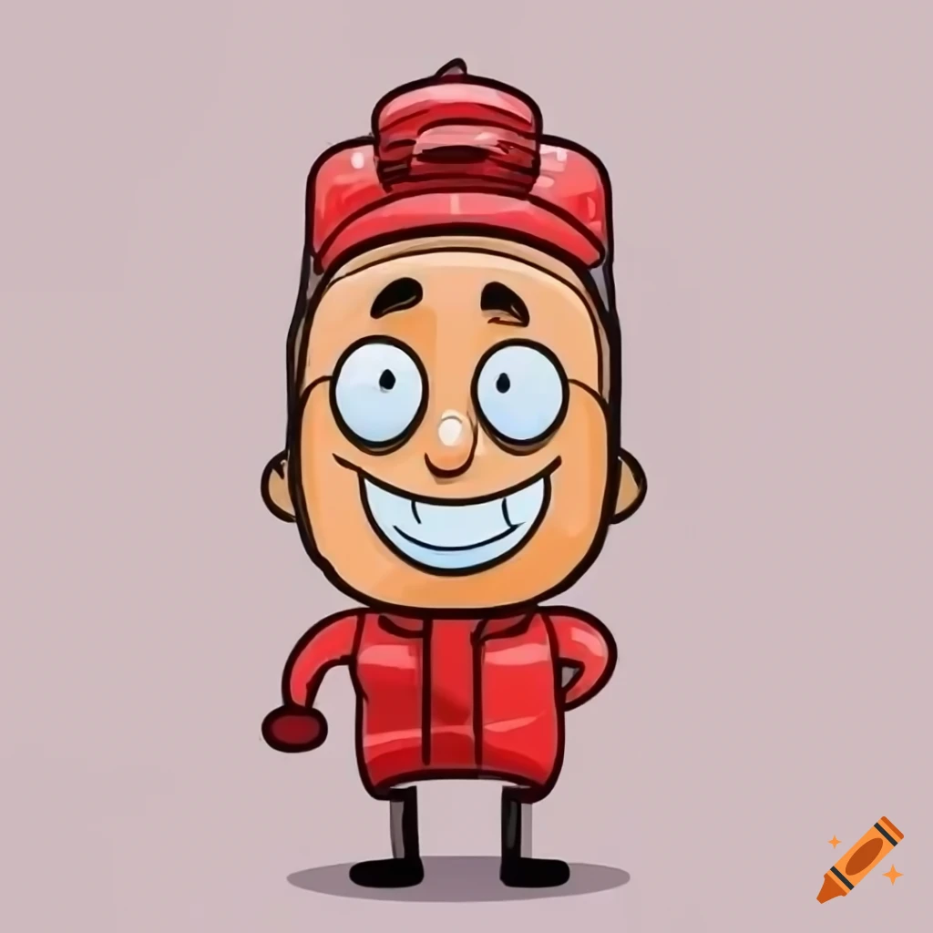 Cartoon happy food delivery driver on Craiyon