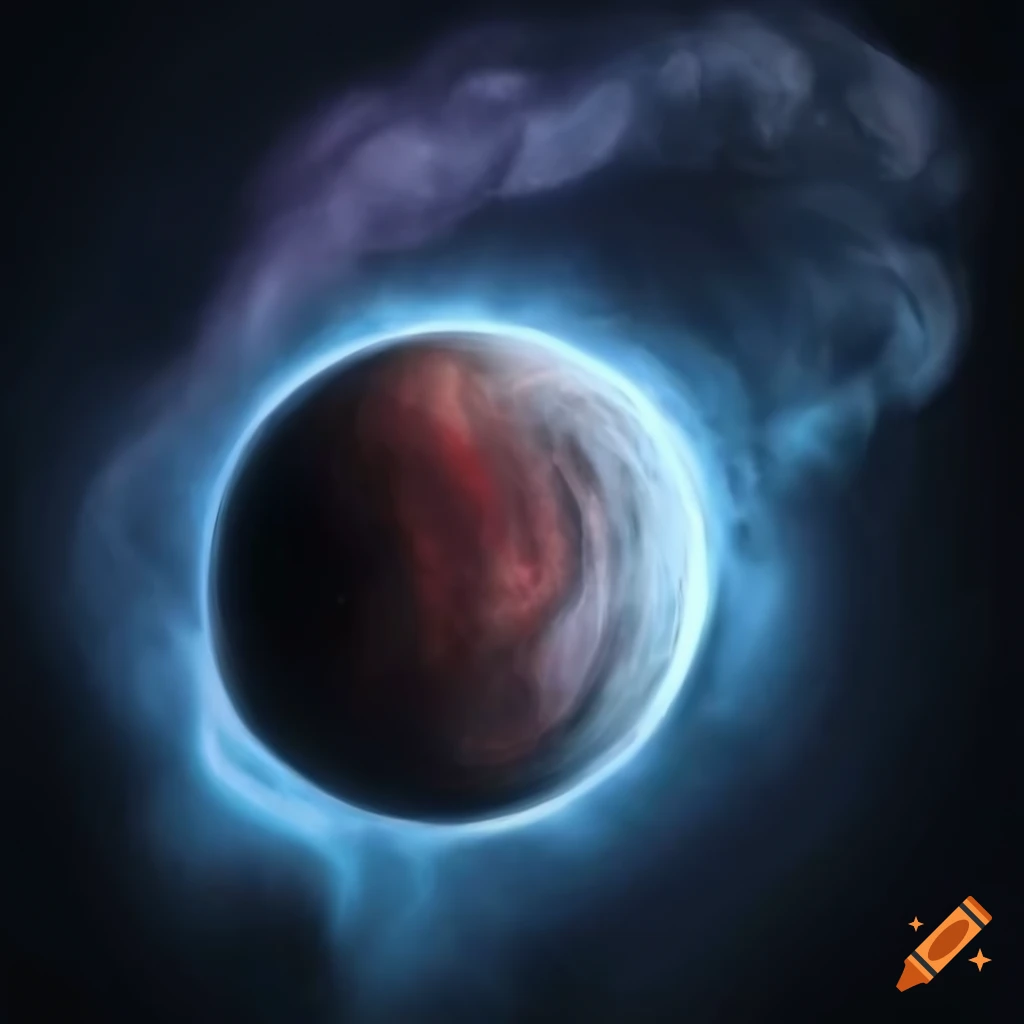 Gas giant planet with swirling smoke in a sci-fi art style on Craiyon