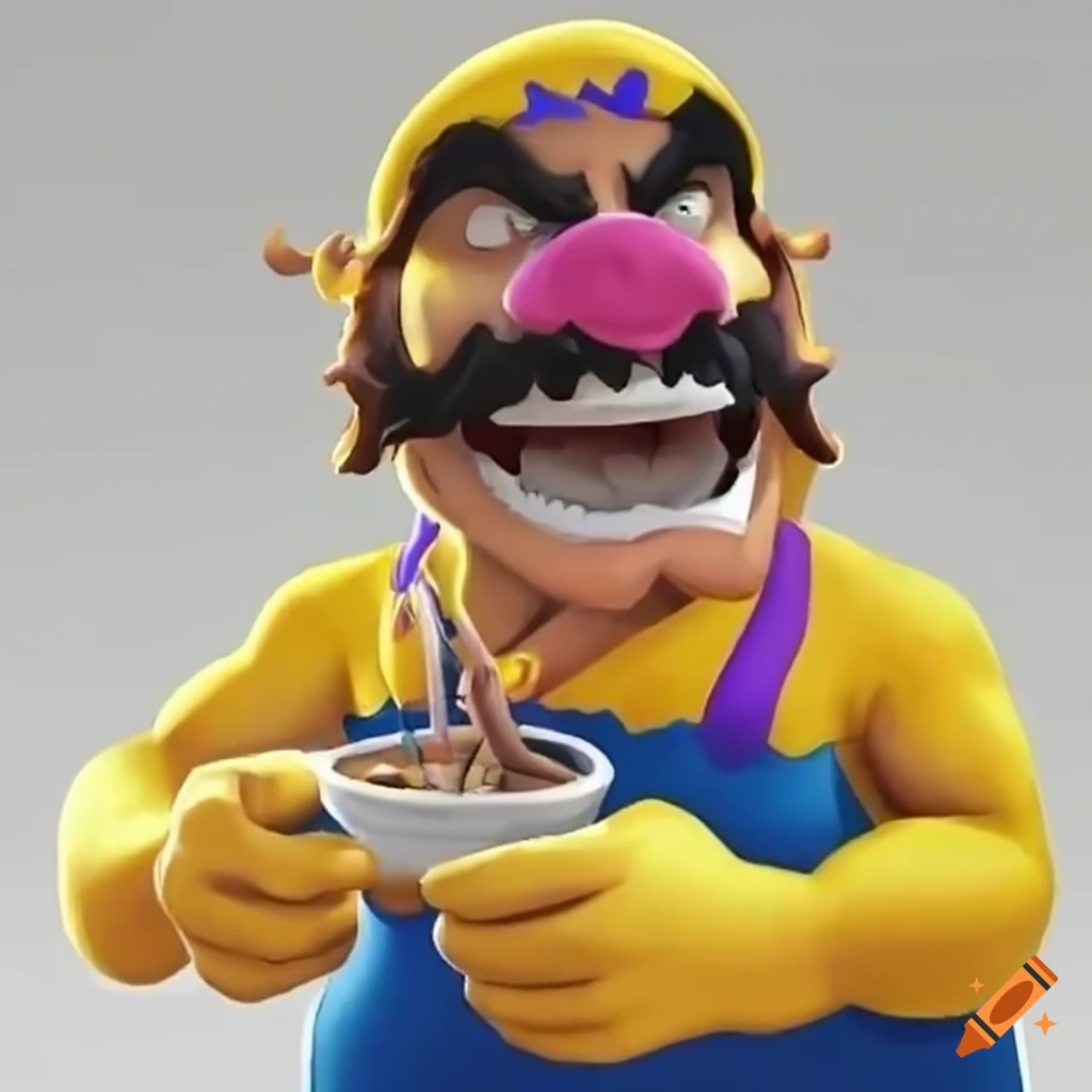 Wario enjoying noodles on Craiyon