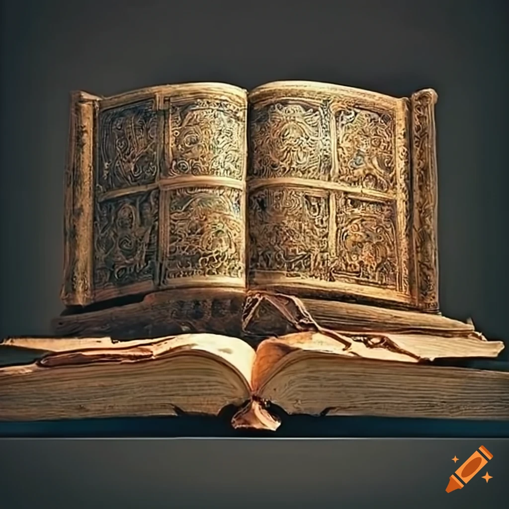 Open ancient book on Craiyon