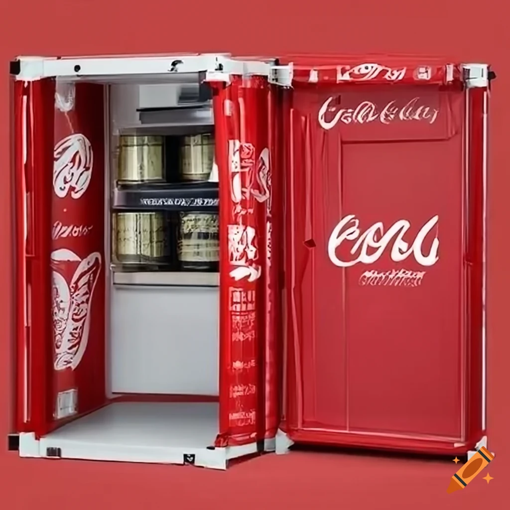 Exhibition container for coca-cola promotional materials on Craiyon