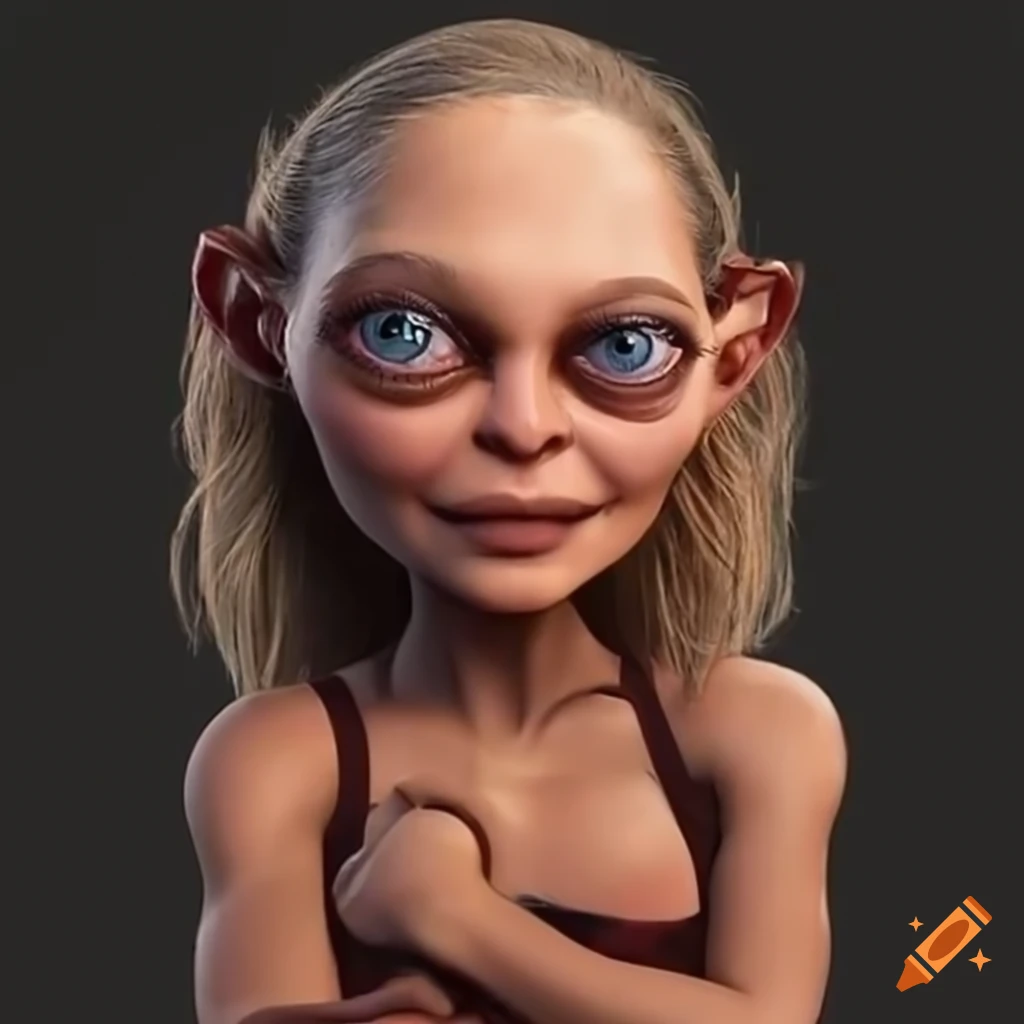 Celebrity look-alike as gollum character on Craiyon