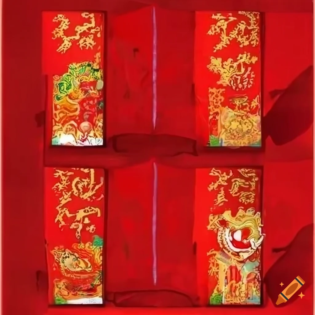 Chinese dragon new year red packet design on Craiyon