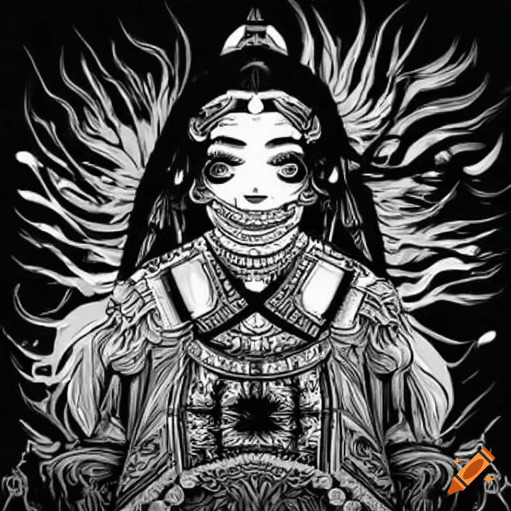 Shangri-la frontier black and white sunraku on Craiyon