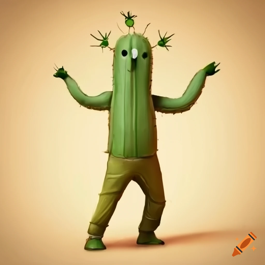 Humanoid cactus in khaki pants on Craiyon