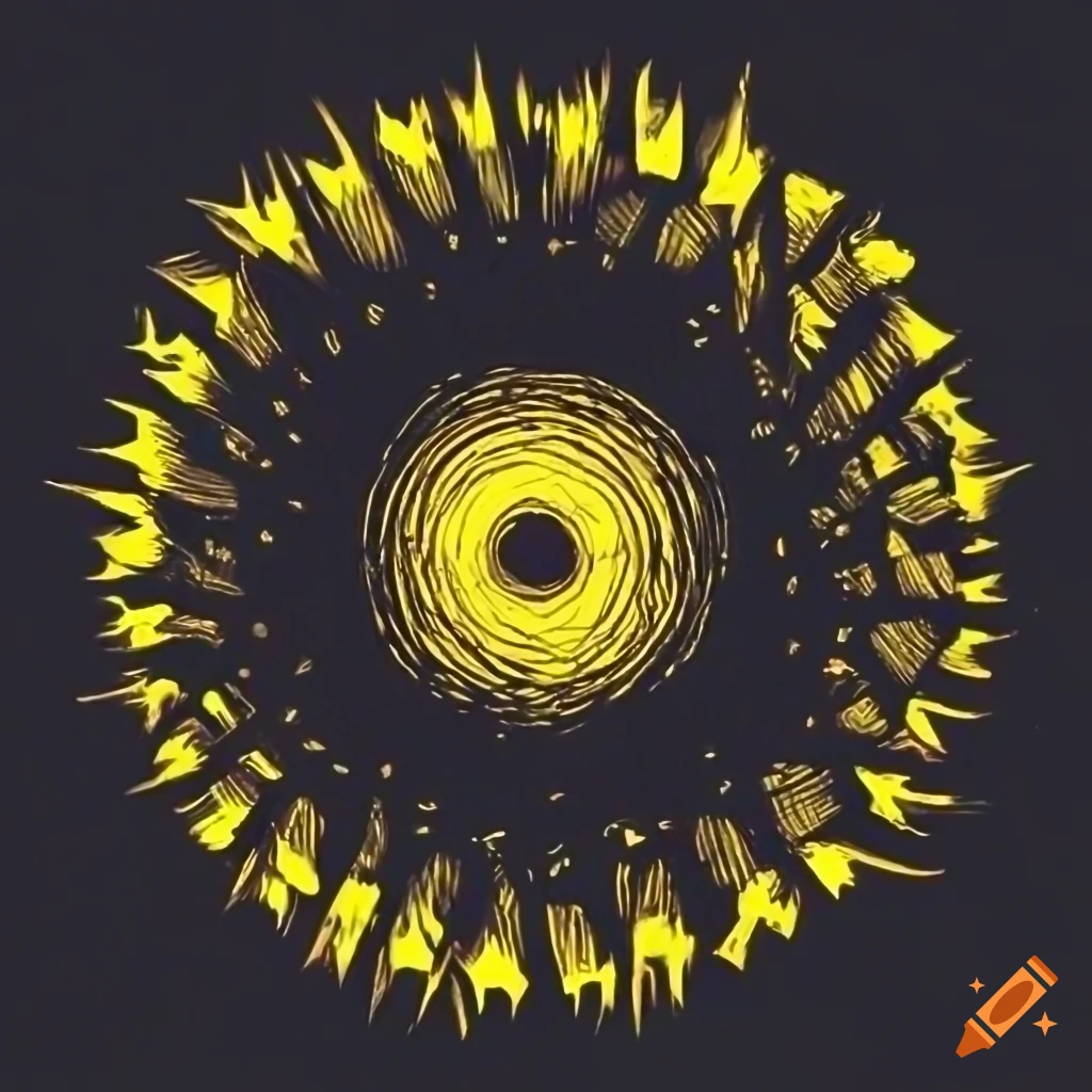 Black and yellow spiked circle design on Craiyon