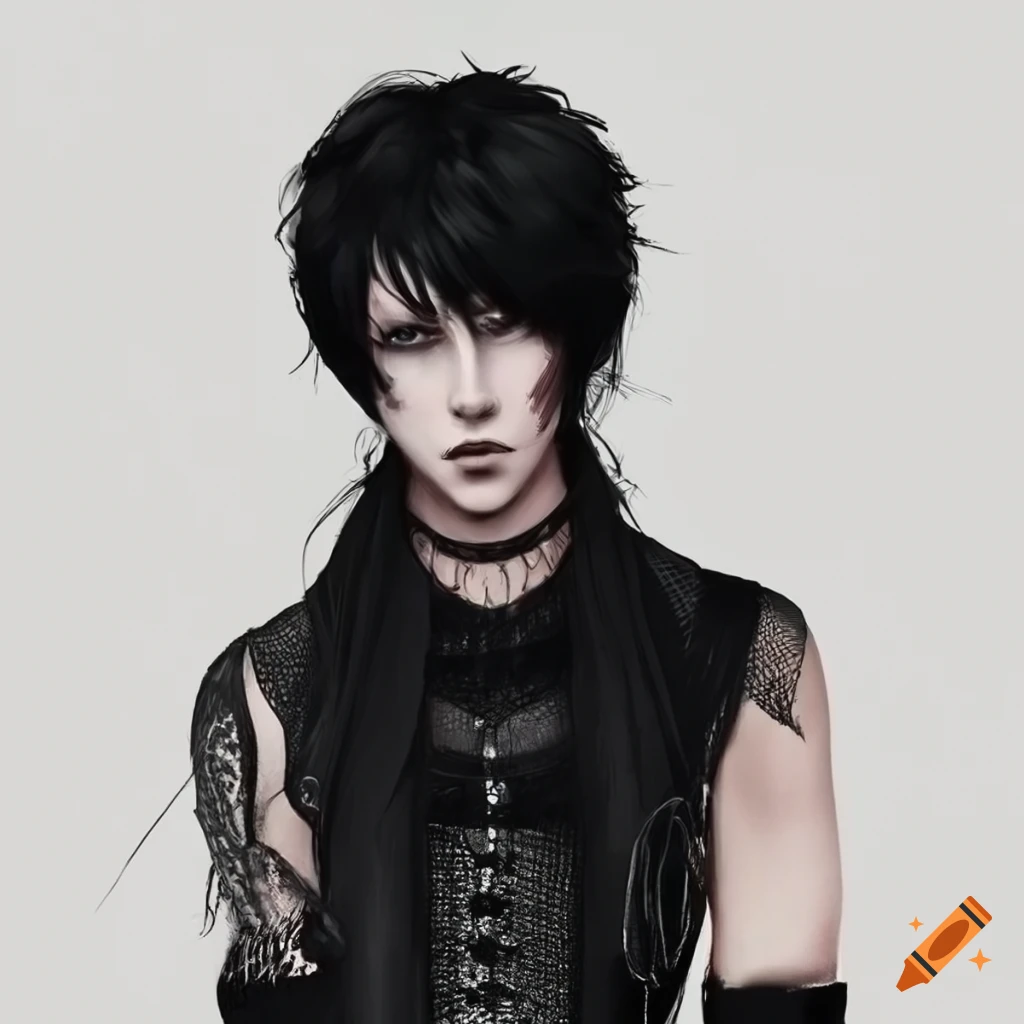 Goth male with snakebites and black hair on Craiyon