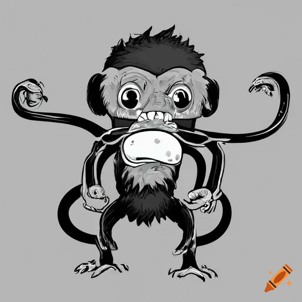 Colorful cartoon of a spider monkey with extraordinary powers on Craiyon