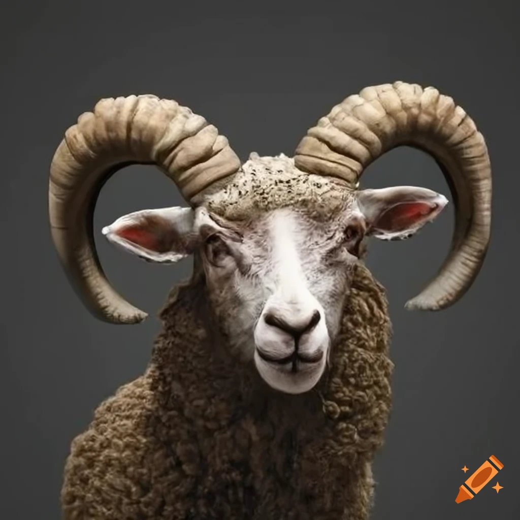 Sheep head with two horns on Craiyon