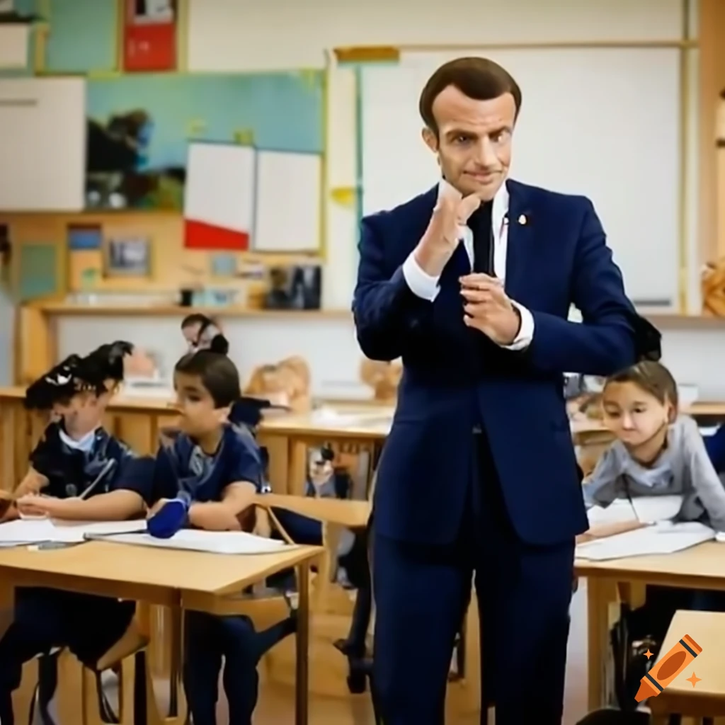 Emmanuel macron teaching mathematics in a school setting on Craiyon