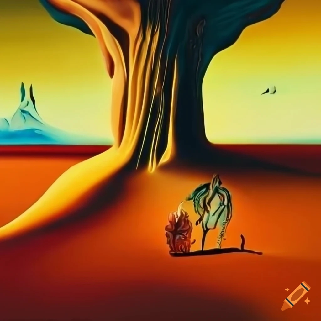 Surreal desert scene inspired by salvador dali on Craiyon