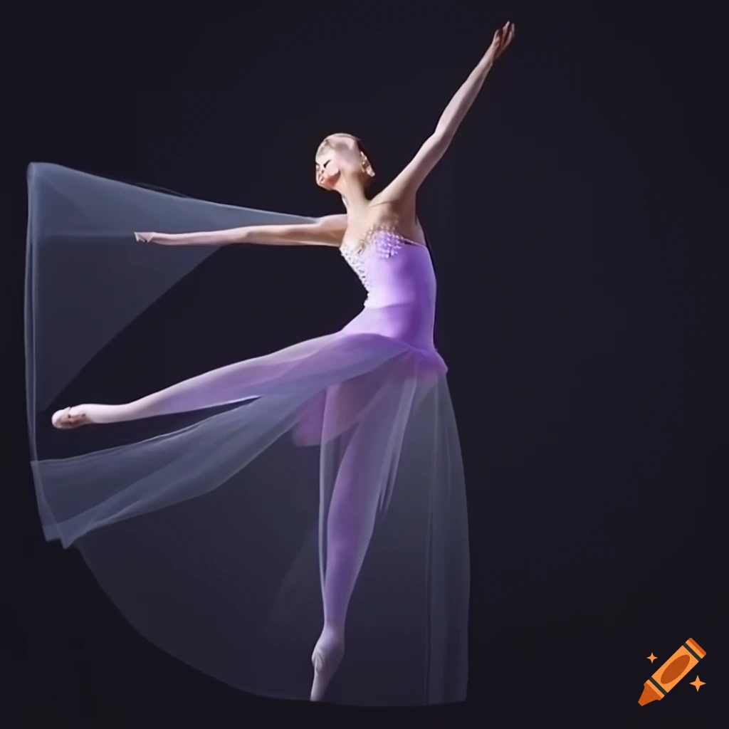 Geometrical ballerina dancing in a veil and metal hat in 4k resolution ...
